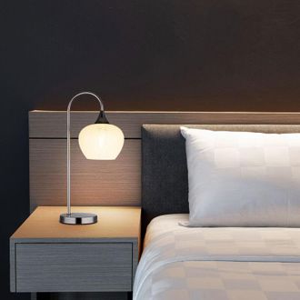 Globo Lighting Tischleuchte Kristalle Tischlampe Glas klar Wohnzimmerleuchte Beistellleuchte chrom-schwarz, Metall, E27 Fassung, LxBxH 27,5x16x54 cm