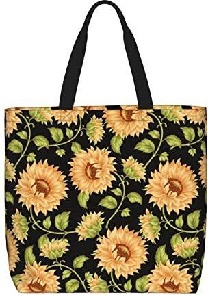 Generic Sac De Courses Motif Tournesol Sac &Agrave; Provisions Lavables De Grande Capacit&eacute; Sacs En Toile, Pour Filles, &Eacute;cole, Voyage, Burea
