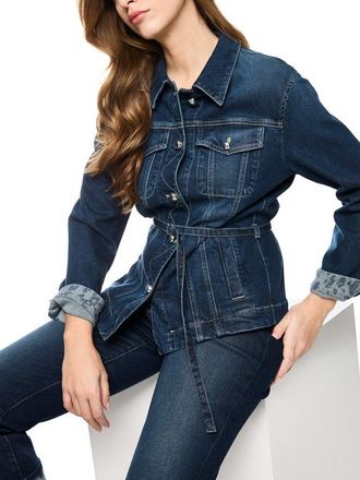 Marc Cain Jeansjacke Leolicious Premium Damenmode elegant, mit G&uuml;rtel