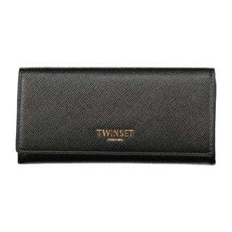 Twinset Portemonnaie mit &Uuml;berschlag und Logo - - Accessories - Damen - Schwarzk - ONE SIZE