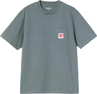 Carhartt Work in Progress Femme, Tops, Bleu, Taille: 42 FR S/S Pocket Heart T-Shirt