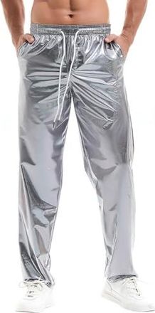Generic Pantalon &agrave; paillettes pour homme - Pantalon disco des ann&eacute;es 70 &agrave; paillettes avec cordon de serrage &eacute;lastique - Pantalon de f&ecirc;te &agrave; paillettes - Pantal