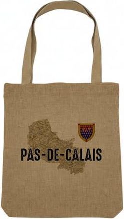 Fabulous Sac Shopping Tote Bag Aspect Lin - Pas de Calais 62 D&eacute;partement Arras Carte Ancienne Nord - Sac de Courses Toile Epaisse 360g Beige Naturel Cabas Port