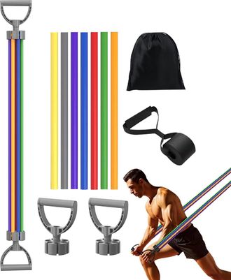 Generico Elastische Fitnessb&auml;nder - 7 R&ouml;hren mit T&uuml;ranker f&uuml;r Fitness, tragbar, einstellbare Spannung, Krafttraining f&uuml;r R&uuml;cken, Schultern