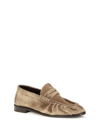 Saint Laurent Womens Le Loafer Suede Loafers City Nude