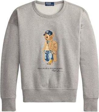 Polo Ralph Lauren Sweat ample col rond imprim&eacute; en coton m&eacute;lang&eacute;