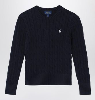 Polo Ralph Lauren Navy blue cotton cable-knit sweater