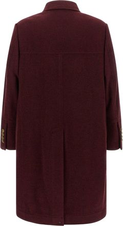 Brunello Cucinelli Double-Breasted Cashmere Coat - burgundy
