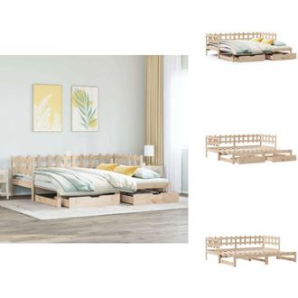 vidaXL Tagesbett Ausziehbar mit Schubladen ohne Matratze 80x200 cm - Ausziehbares Tagesbett - Ausziehbare Tagesbetten - Schlafsofa - Tagesbett