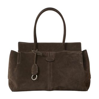 Tod's Suede Logo-Patch Tote Bag - - Bags - Damen - Braun - ONE SIZE