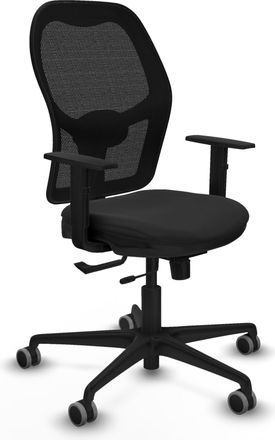 Piqueras y Crespo B&uuml;rostuhl aus schwarzem Kunstleder, mit 1D-Armlehnen, h&ouml;henverstellbare Lendenwirbelst&uuml;tze, ausgestattet mit Syncro/Traslack und Schaumstoff, Schwarz/