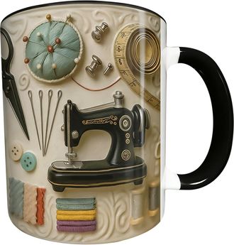 Generic Kaffeetasse f&uuml;r N&auml;hmaschine, Geschirr f&uuml;r Latte, Keramikbecher mit kreativem N&auml;hthema, hitzebest&auml;ndiger Getr&auml;nkehalter, K&uuml;che, Caf&eacute;, Zuhause | Idee P