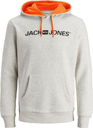 Jack & Jones Male Kapuzenpullover JJECORP Old Logo Sweat Hood, Langarm, White Melange/Shocking Orange, XXXL
