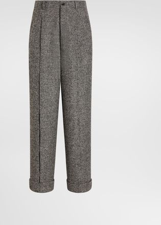 Dolce & Gabbana Hose Aus Wollmischung In Birdseye-optik - Mann Hosen Und Shorts Mehrfarbig 50
