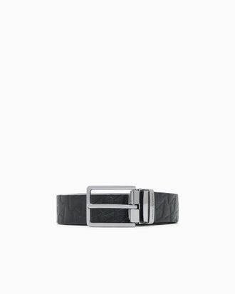 A|X Armani Exchange Mens all over logo, Embossed, Belt, Black,95