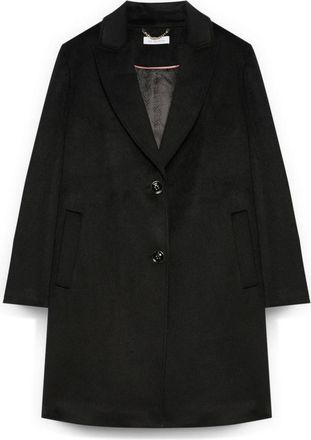 Fiorella Rubino Femme, Manteaux, Noir, Taille: 46 FR Manteau Long en Laine M&eacute;lang&eacute;e avec Boutons
