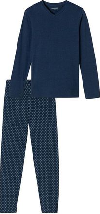 Schiesser Herren Pyjama blau Jersey-Baumwolle gemustert