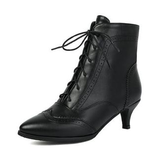 Generic Bottines &agrave; lacets pour femme avec talon et bout pointu - Style vintage - Style vintage - Chaussures d&eacute;contract&eacute;es dhiver, Noir, 40.5 EU