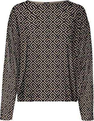 Vero Moda Vmpalma Ls Boatneck Top GA JRS T-Shirt Manches Longues, Noir/Gris : Graphique, M Femmes