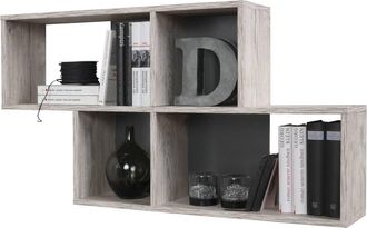 FMD M&ouml;bel 270-001E Nora Wandregal, melaminharz beschichtete spanplatte, sandeiche nachbildung/anthrazit, ma&szlig;e 100.0 x 53.0 x 19.5 cm (BHT)