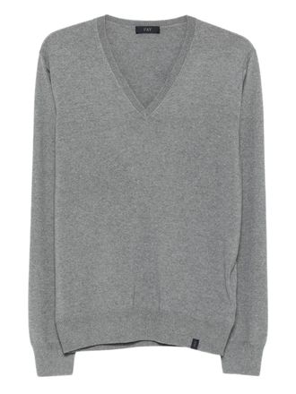 Fay pull en laine à col v - Gris