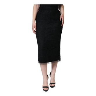Dolce & Gabbana Schwarzer Woll-Midi-Bleistiftrock Rei&szlig;verschluss - - Skirts - Damen - Schwarzk - 2XS