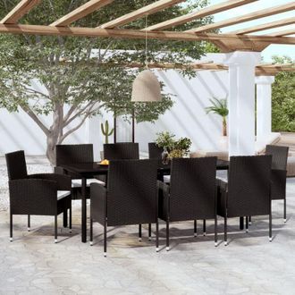 vidaXL Vidaxl - Ensemble de salle à manger de jardin 9 pcs Noir