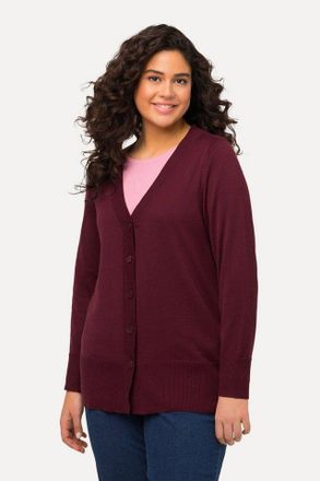 Ulla Popken Strickjacke Strickjacke V-Ausschnitt Knopfleiste Feinstrick