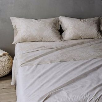 Caleffi Bettw&auml;sche-Set f&uuml;r Doppelbett aus 100% Baumwolle, 240 x 280 cm, Spannbettlaken f&uuml;r Doppelbett, Matratzenschoner 180 x 200 cm, f&uuml;r Matratze mit Einer H