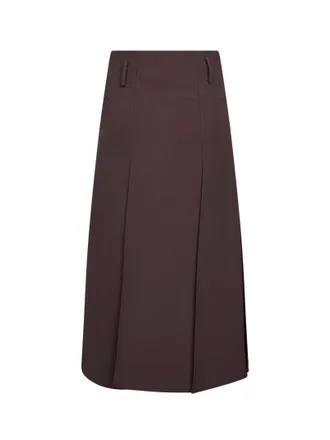 Blanca Vita Womens Dark Brown Jersey Paneled Midi Skirt Polyester