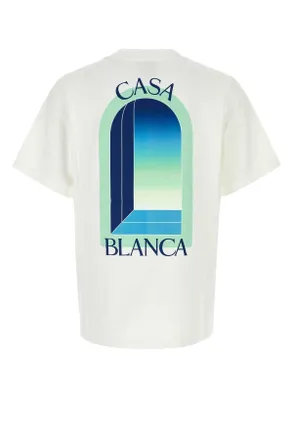Casablanca Mens White Cotton T-Shirt Gradientarch Exterior: Organic Maglieria Sweater
