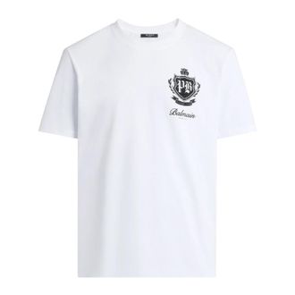 Balmain Bedrucktes College-T-Shirt - - Tops - Herren - Wei&szlig; - M