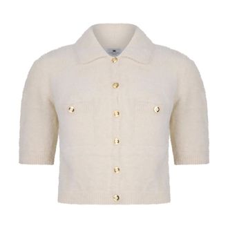 Elisabetta Franchi Femme, Pulls, Blanc, Taille: 40 FR Mini Cardigan