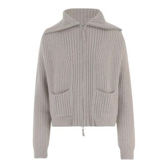 arch4 Pull zipp&eacute; en cachemire avec poches avant - Femme - Pulls - Beige - Taille: 40 FR