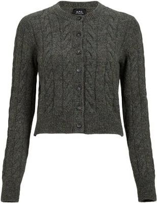 A.P.C. Cardigan droit Rose en laine m&eacute;lang&eacute;e