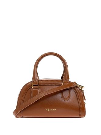 Alexander McQueen mini sac cabas en cuir structuré - Marron