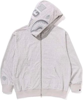 A Bathing Ape A Bathing Ape, Homme, Sweatshirts et sweats &agrave; capuche, Blanc, Taille: XL Lux Sport Pattern Shark Relaxed Fit Full Zip Sweat &agrave; capuche