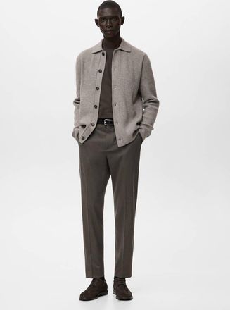 Mango Cardigan maille c&ocirc;tel&eacute;e marron moyen - Homme - XXL - MANGO MAN