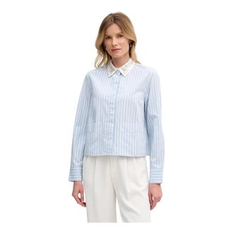 Oui Gestreiftes Hemd mit Schmuckkragen - - Blouses & Shirts - Damen - Blau - S