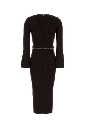 Michael Kors Womens Bell Dress Brown Wool Nylon Elastane