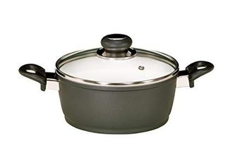 Kr&uuml;ger Kr&uuml;ger Karl Aluguss-Fleischtopf mit Glasdeckel Serie Oslo &Oslash; 16 cm, Schwarz