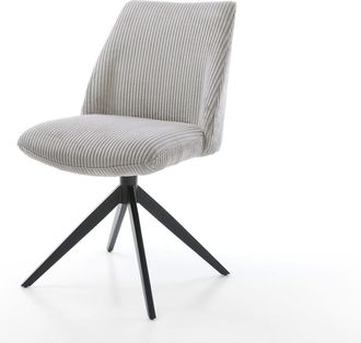 DELIFE Drehstuhl Elso-Flex Cord Silbergrau Kreuzgestell breit Schwarz 360° drehbar Wippfunktion Taschenfederkern, Esszimmerstühle