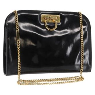 Ferragamo Sac bandouli&egrave;re en toile enduite Pre-owned - Femme - Pre-owned - Noir - Taille: ONE Size