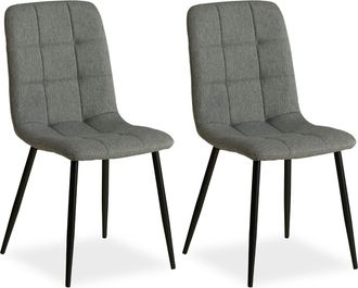 Homestyle4u 2330, 2er Set Esszimmerst&uuml;hle Stuhl Sessel Stoff Wohnzimmer K&uuml;chenstuhl Polsterstuhl Grau Anthrazit 2 St&uuml;ck