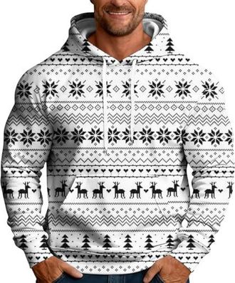 Generic Sweat à capuche de Noël pour homme - Motifs imprimés graphiques 3D - Pull décontracté pour fêtes de fin dannée - Pull à capuche avec poche - Vêtements