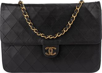 Chanel Crossbody Bags - Chanel Quilted Lambskin 24k Gold Single Flap Shoul - Gr. unisize - in Schwarz - für Damen