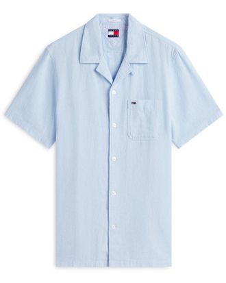 Tommy Hilfiger Kurzarmhemd mit Leinenanteil und Resort-Kragen in