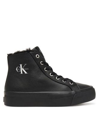 Calvin Klein Sneakers Vulc Flatf Mid Laceup Lth Fur HW0HW03234 Schwarz