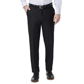 Haggar Mens Premium Comfort Stretch Slim Fit Dress Pant, Black, 34Wx30L