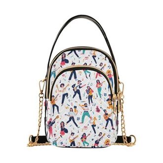 Mnsruu Petit sac &agrave; bandouli&egrave;re amusant en cuir avec note de musique pour femme